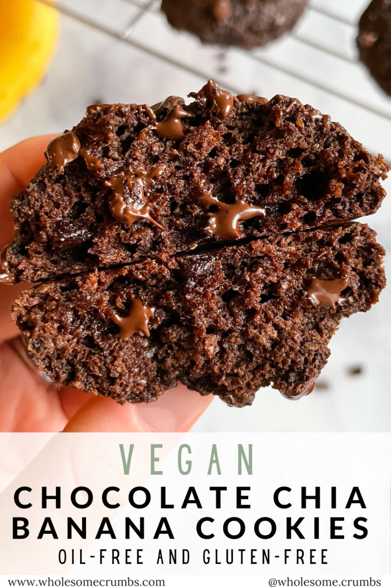 Vegan Chocolate Chia Banana Cookies [GF, Oil-Free] • Wholesome Crumbs